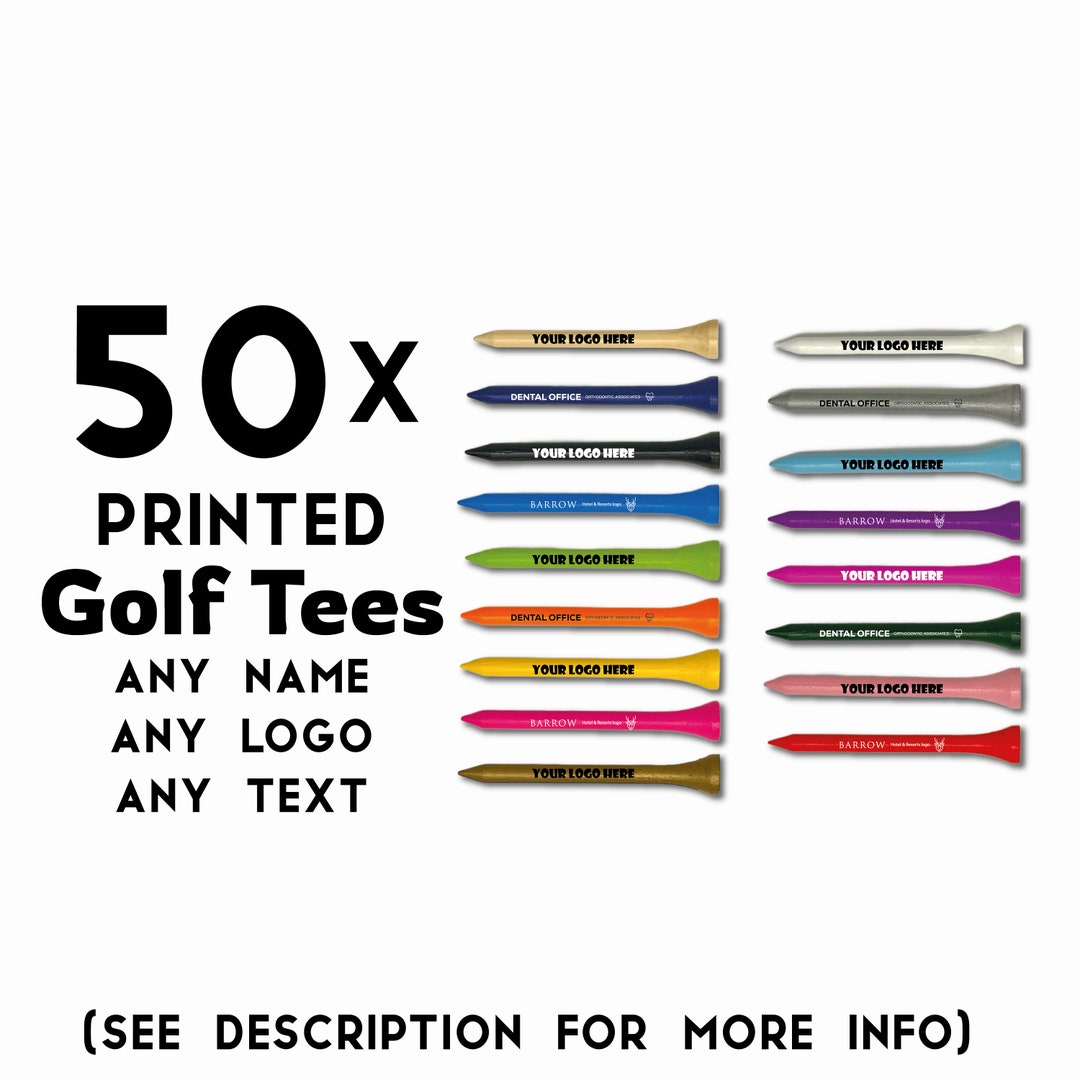 50pcs Personalised Colourful Golf Tees White 70mm Any Name, Any Text ...