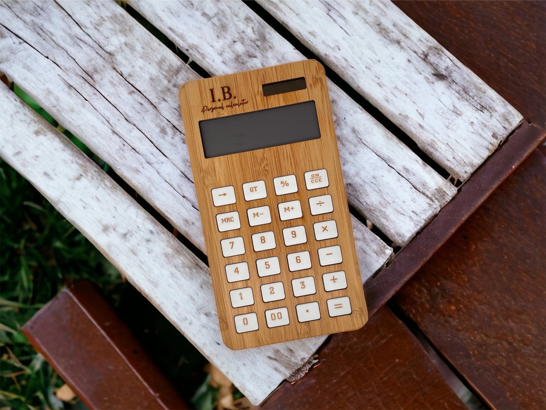 Personalised Bamboo Desk Calculator, Eco Calculator, Office Gift ...