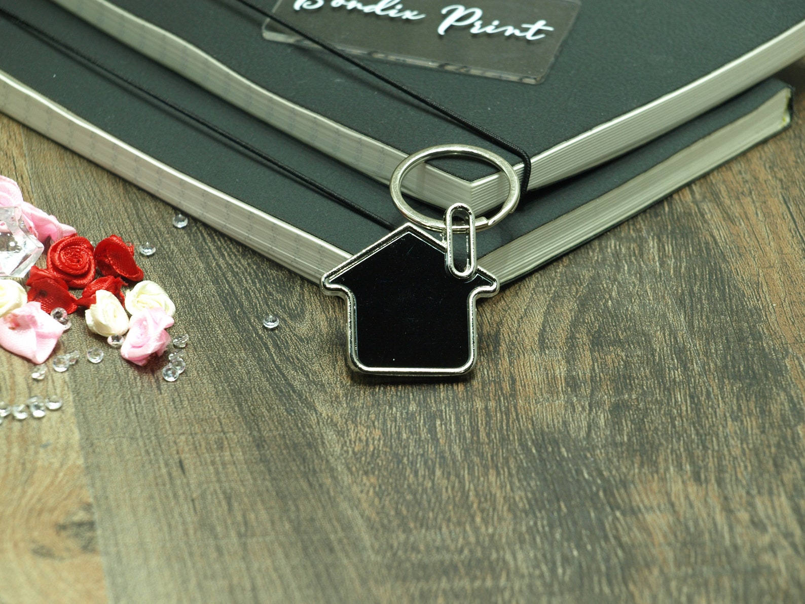 Personalised House shape keyring with any logo name text many | Etsy