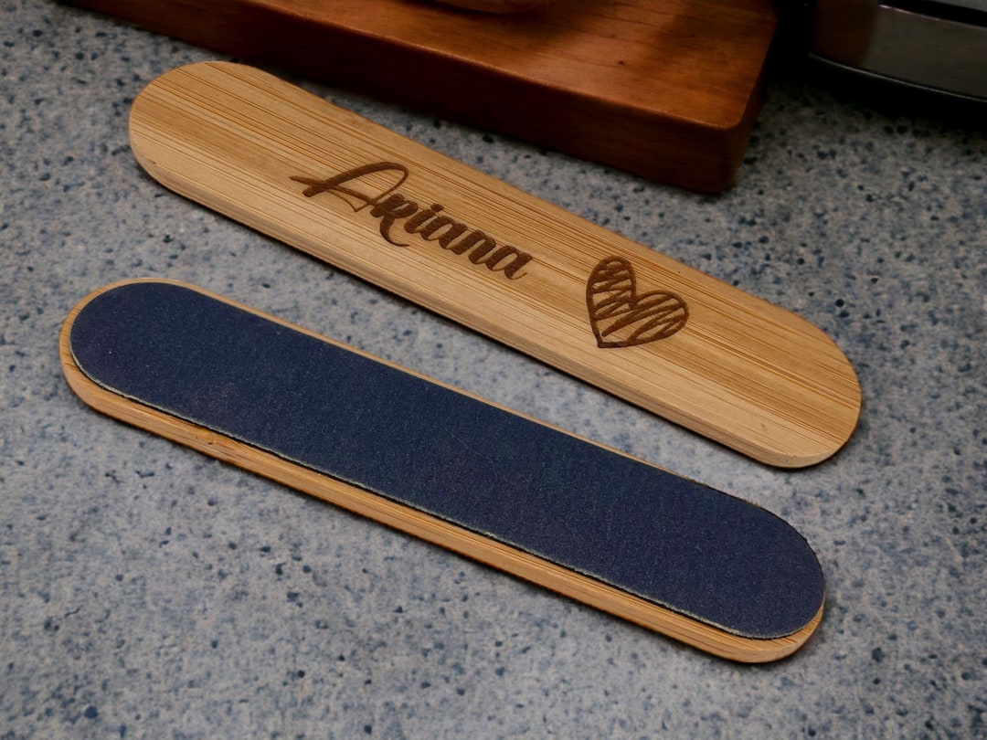 Personalised Engraved Bamboo Nail File, Custom Engraving, Name Engraved ...
