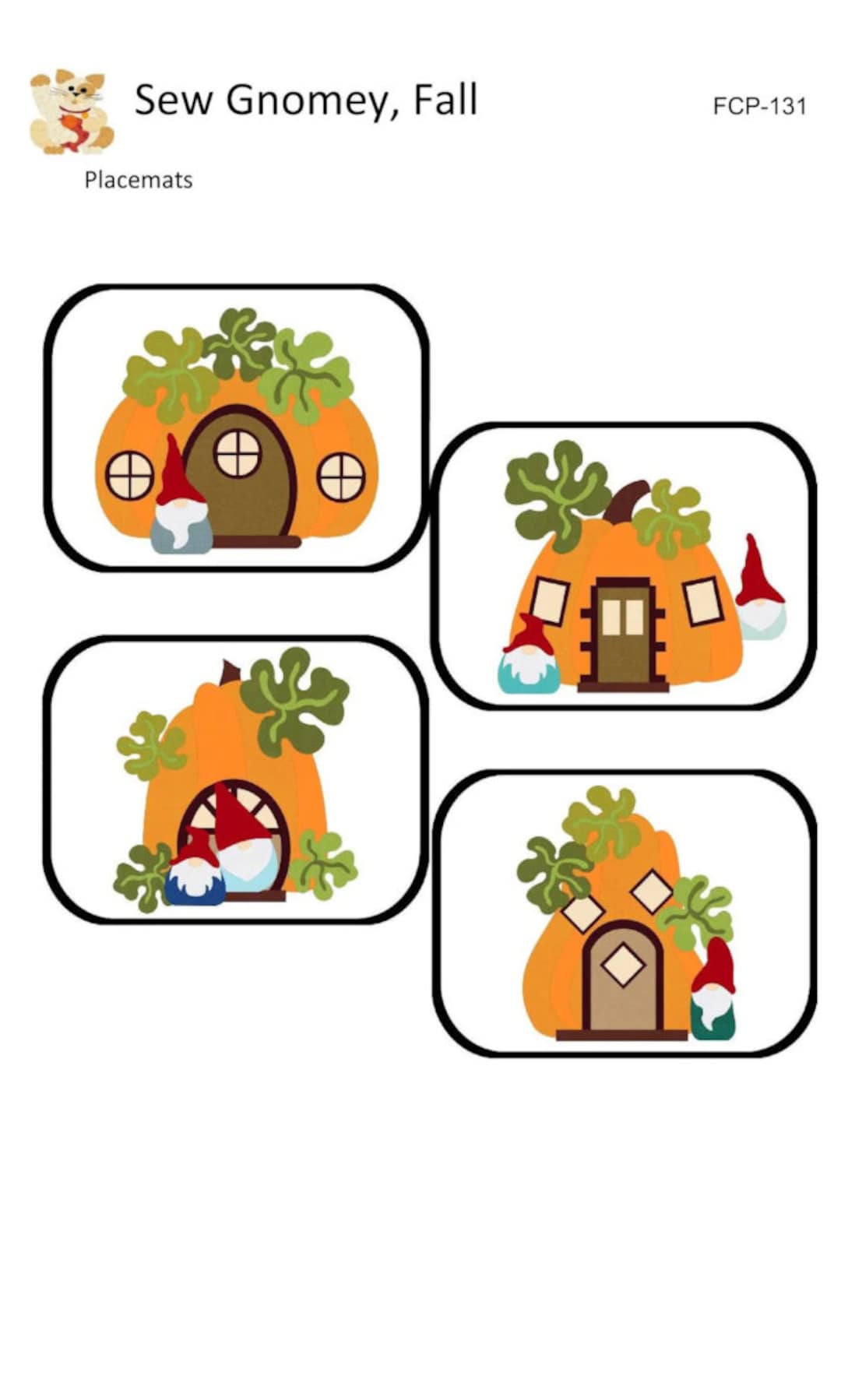 Quilt Pattern, Fatcat Pattern, Sew Gnomey Fall, Placemat Pattern ...