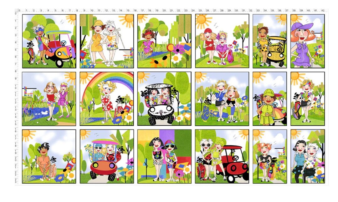 Loralie Desigs Golf Happy Fabric Panel for Quilting, Loralie Designs ...