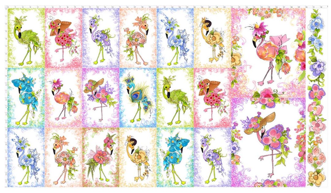 Loralie Design Flamingo and Friends Fabric Panel, Loralie Harris ...