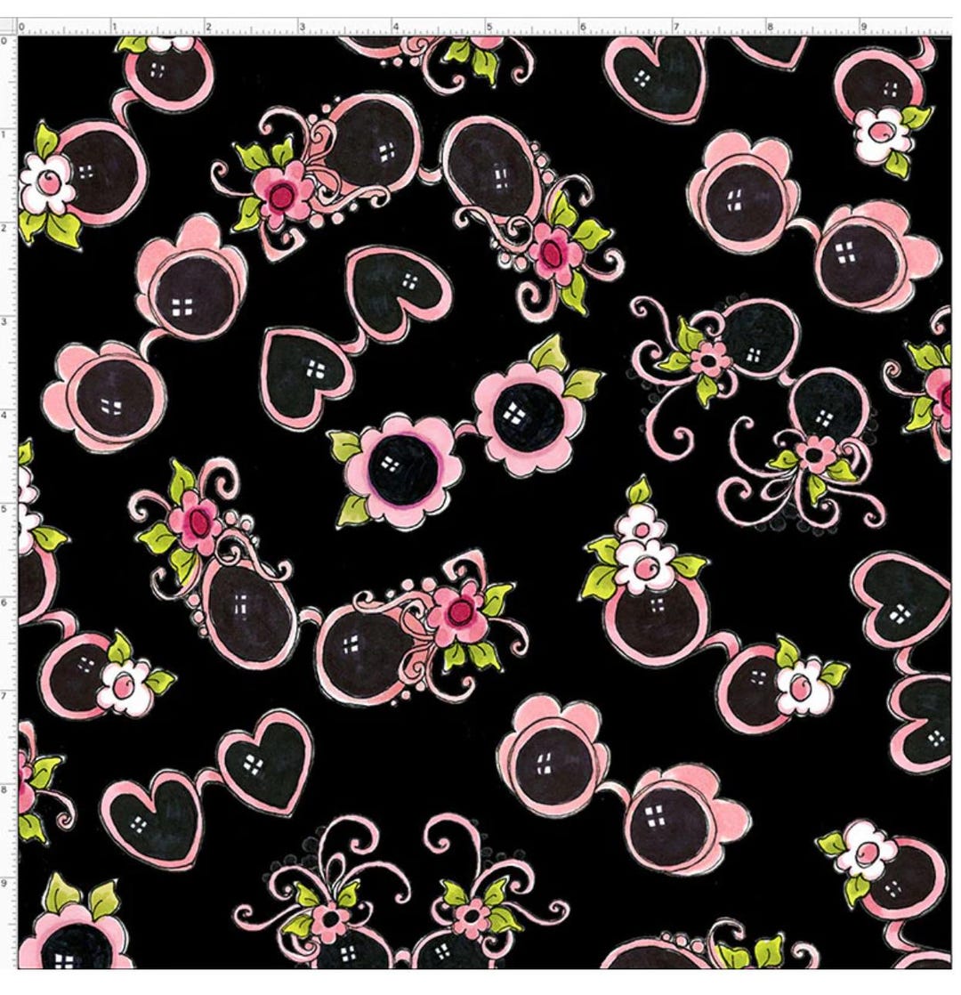 Loralie Designs Tossed Shades Black Fabric Panel for Quilting, Loralie ...