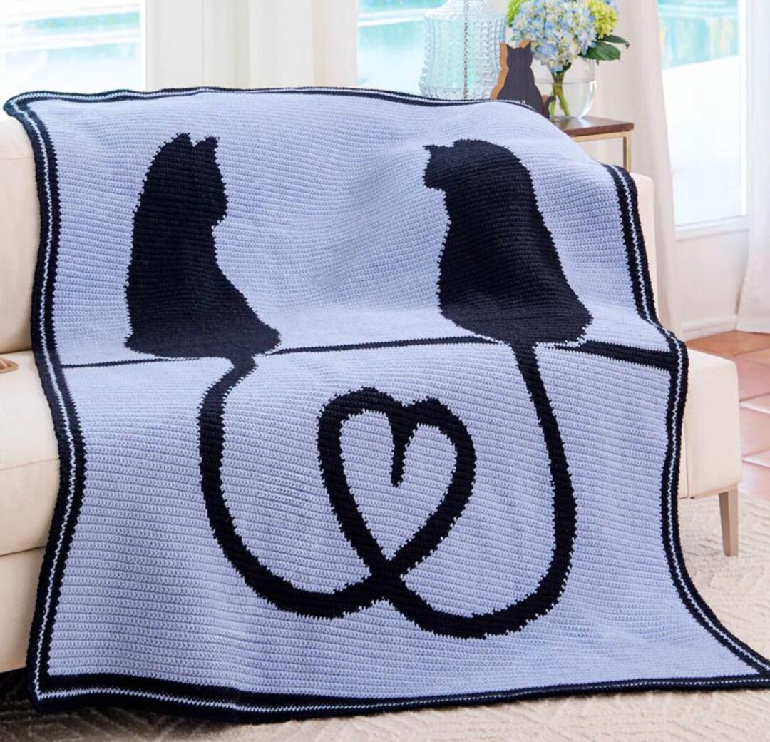 Crochet Blanket, Cat Afghan, Crochet Pattern, Graph Crochet Blanket ...