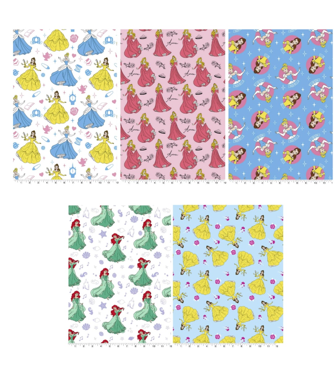 Fat Quarter Bundle 18 X 21, Disney Princess 5 Piece Fabric Bundle ...