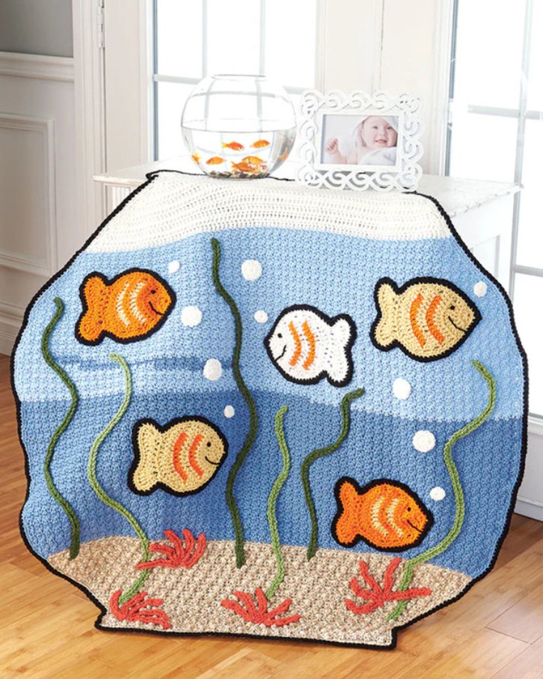 Crochet Afghan, Fish Crochet Pattern, Crochet Blanket, Kids Afghan ...