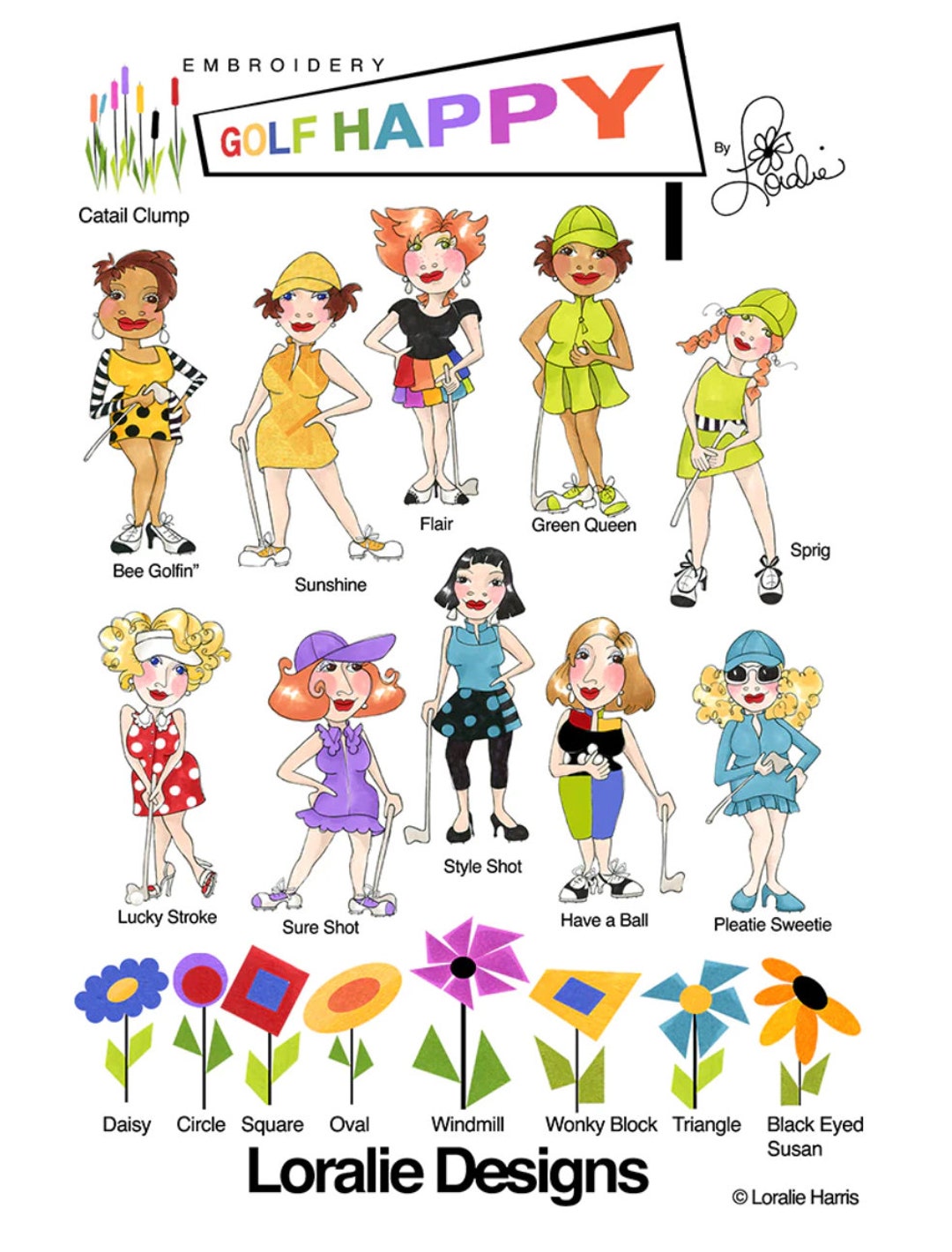 Loralie Designs Golf Happy 1 Machine Embroidery Design Collection ...