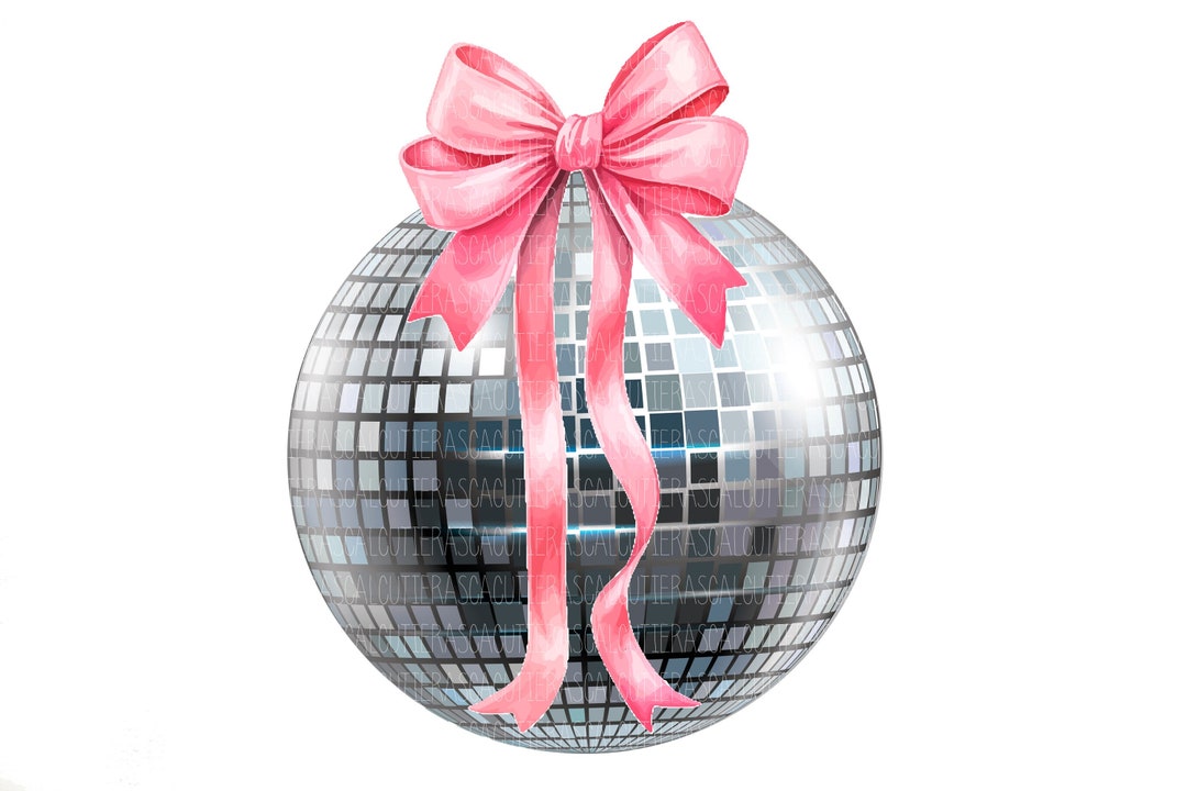 Coquette Disco Ball Pink PNG, Bahcelorette Party Bow Digital Design ...