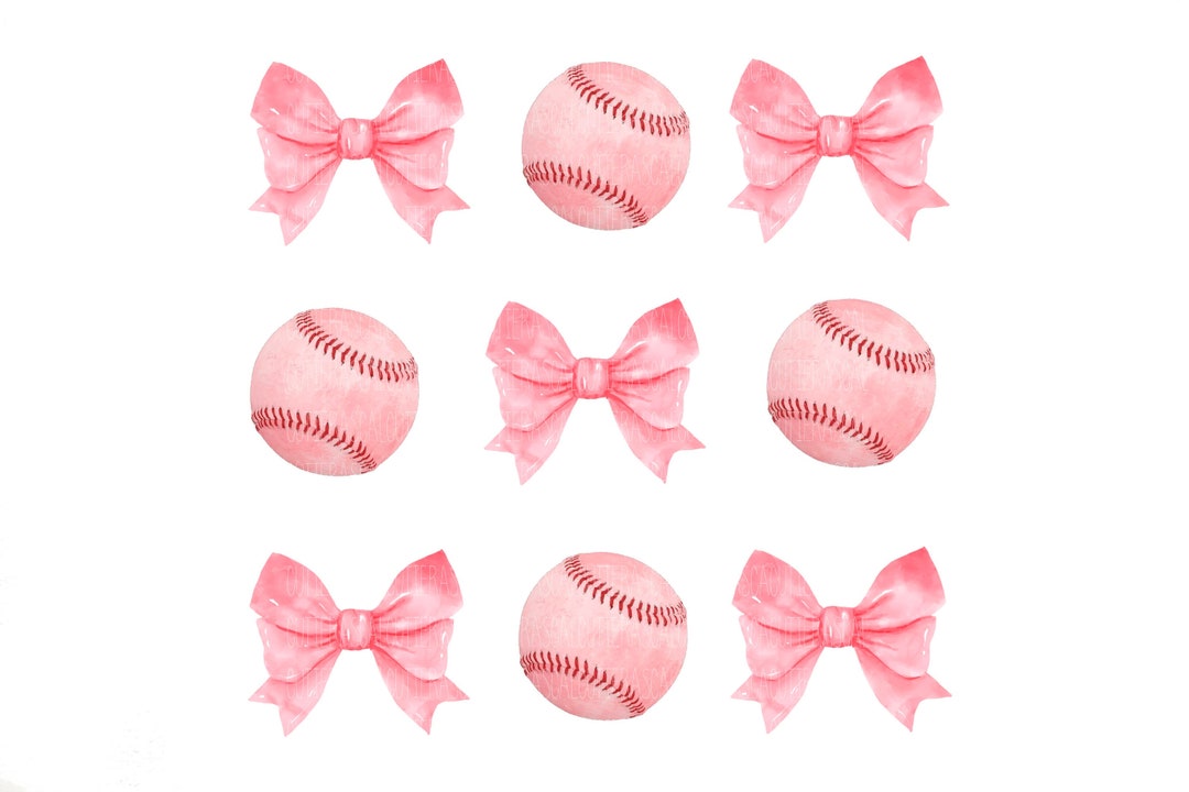 Coquette Pink Baseball PNG, Aesthetic Bows Digital Design, Social Club ...