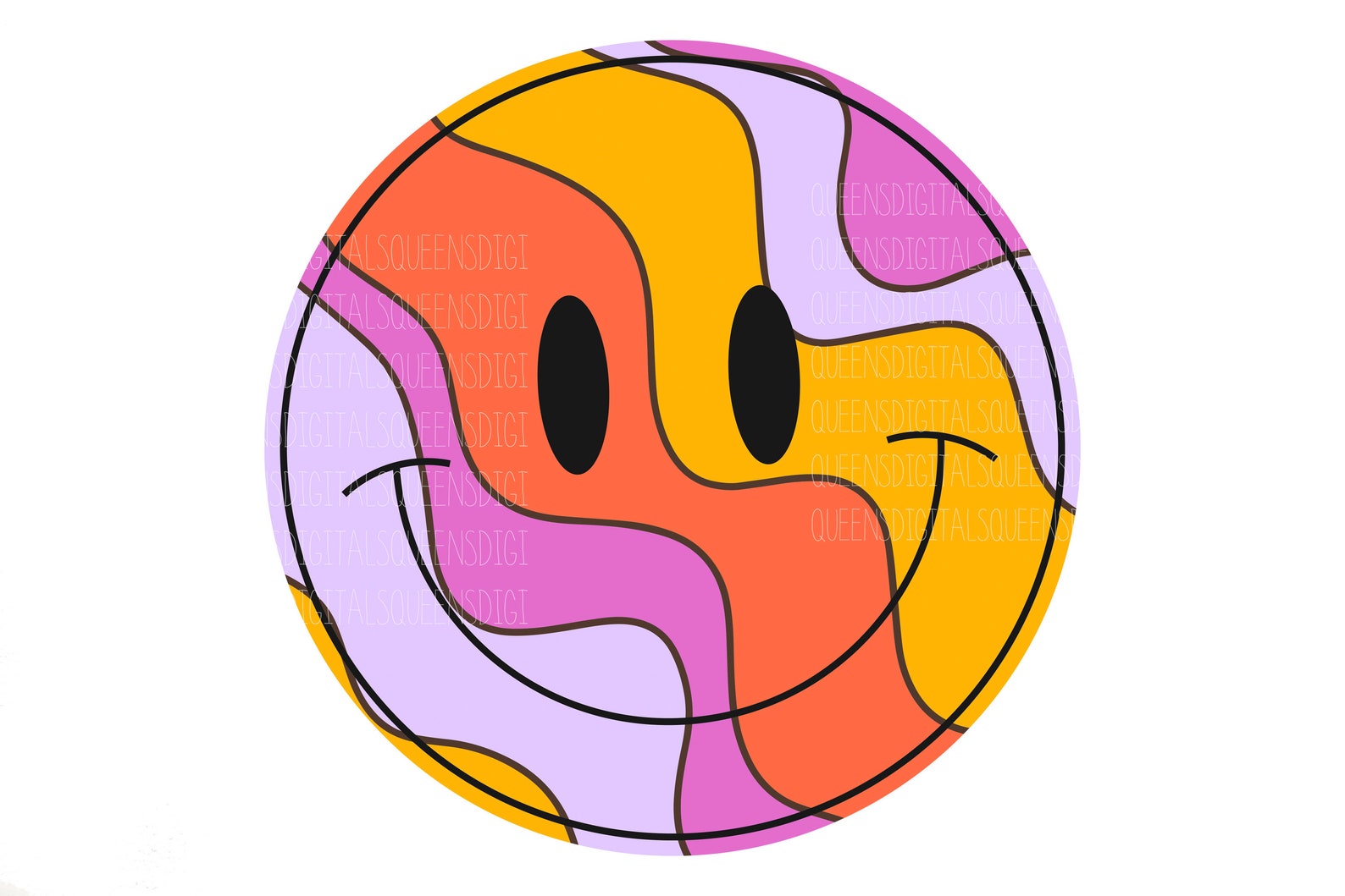 Groovy Happy Face Emoji PNG Good Vibes Only Digital Download - Etsy Norway