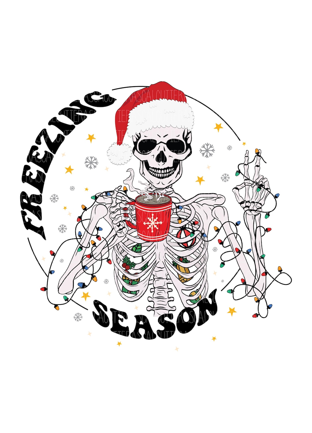 Freezing Season PNG, Skeleton Christmas Digital Design, Printable Funny ...
