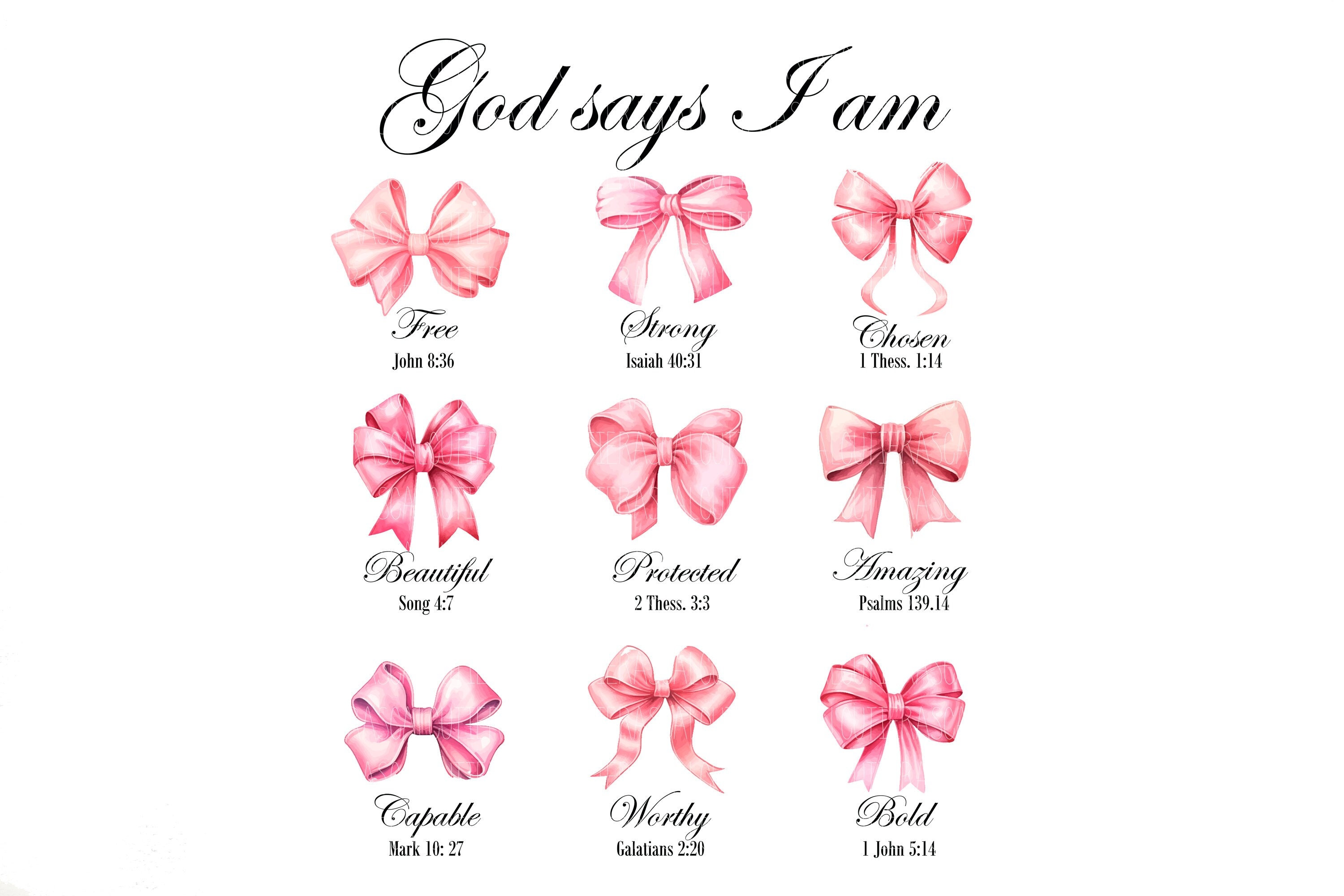 God Says I Am PNG, Coquette Bow Digital Design, Christian Soft Girl Era ...