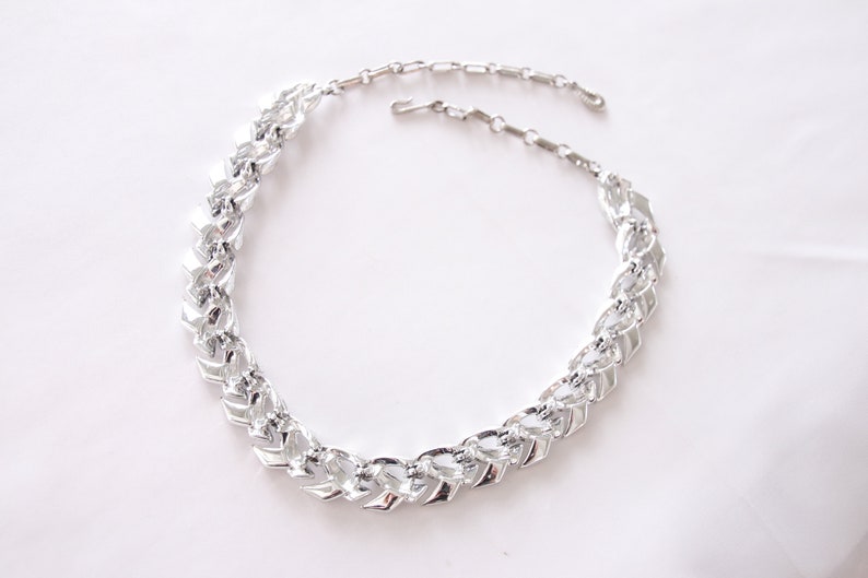 Vintage 1950's Signed Lisner Silver Tone Textures "x" Style Link Choker ...