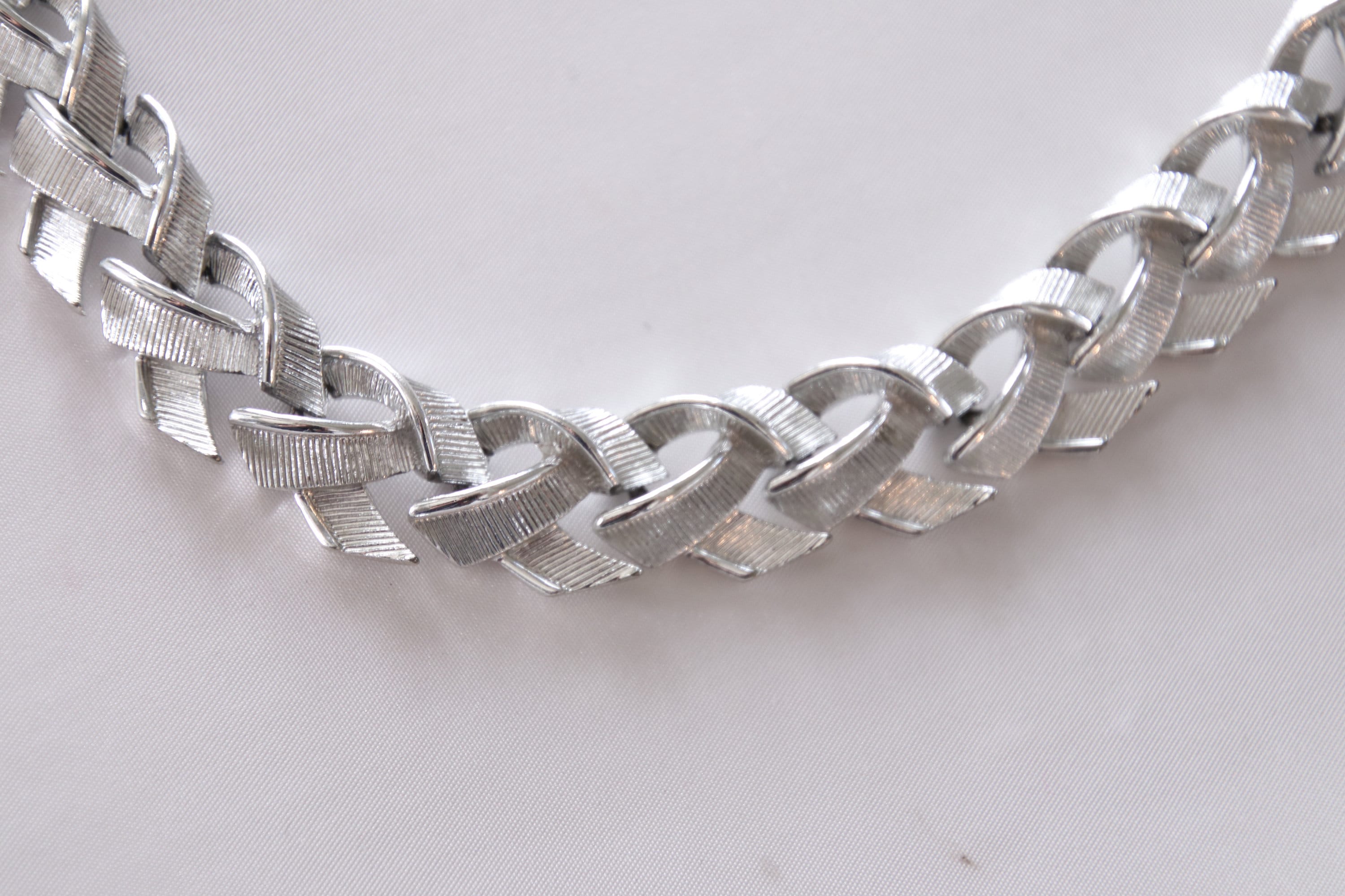 Vintage 1950's Signed Lisner Silver Tone Textures "x" Style Link Choker Necklace - Etsy