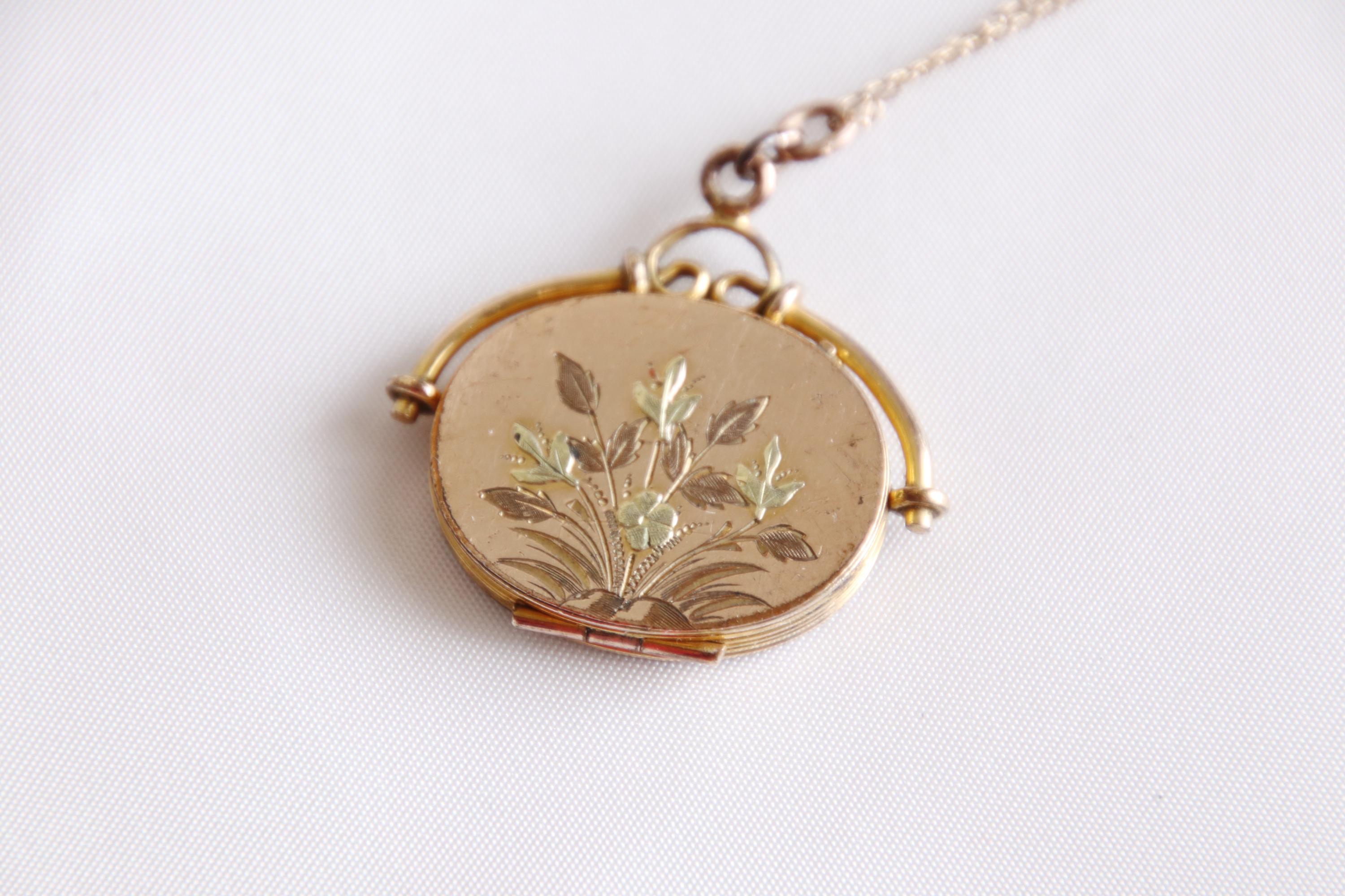 Antique 1900's Victorian Bliss Brothers Gold Tone Floral Etched Oval ...