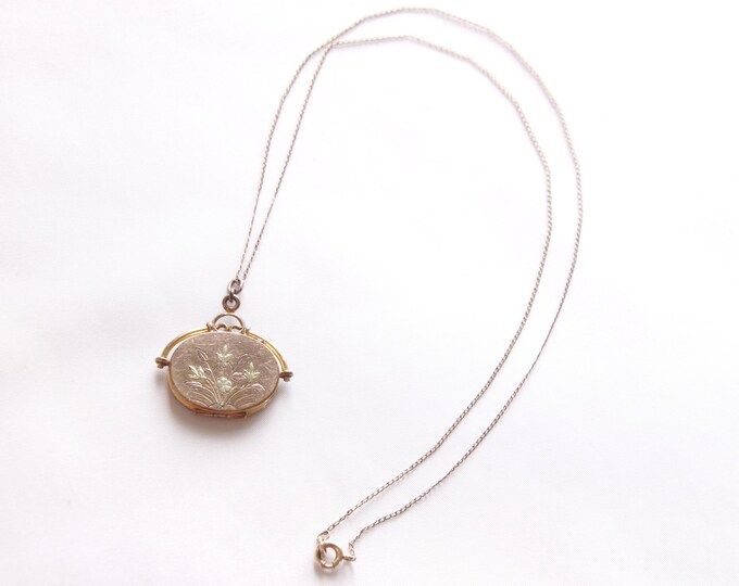 Antique 1900's Victorian Bliss Brothers Gold Tone Floral Etched Oval ...