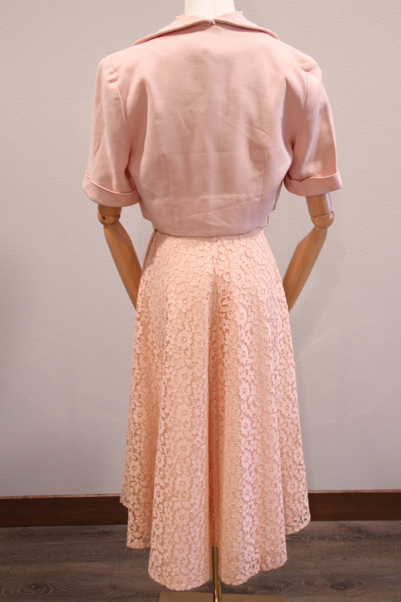 Vintage 1950's Miss Bea-tween Blush Colored Lace Dress With Matching ...