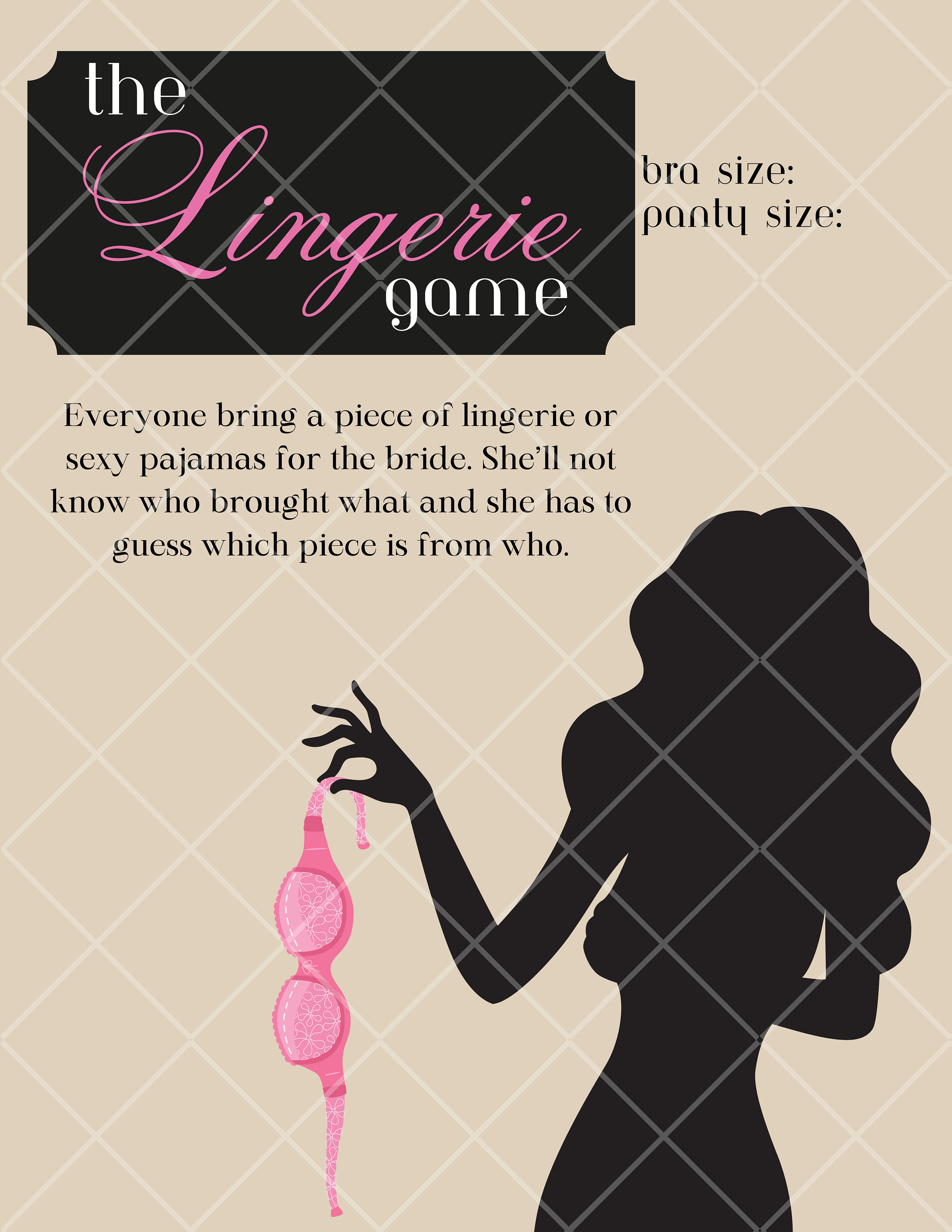 The Lingerie Game - the Lingerie Game Template - Bachelorette Party ...