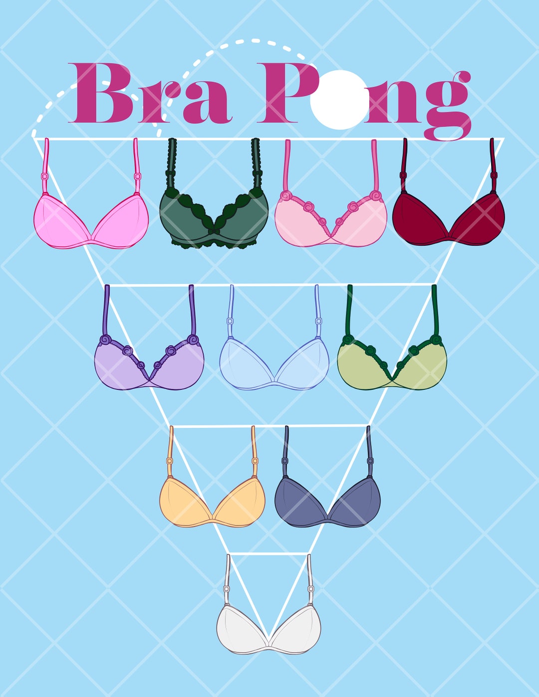 Bra Pong Game - Bra Pong Game Template - Bachelorette Party Game ...