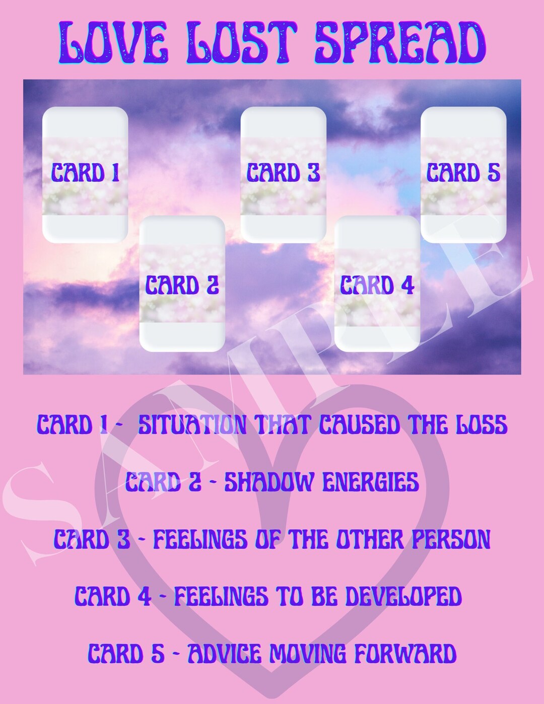 Tarot/oracle Spreads - Printable PDF - 1 Page - Love Lost Spread - Etsy