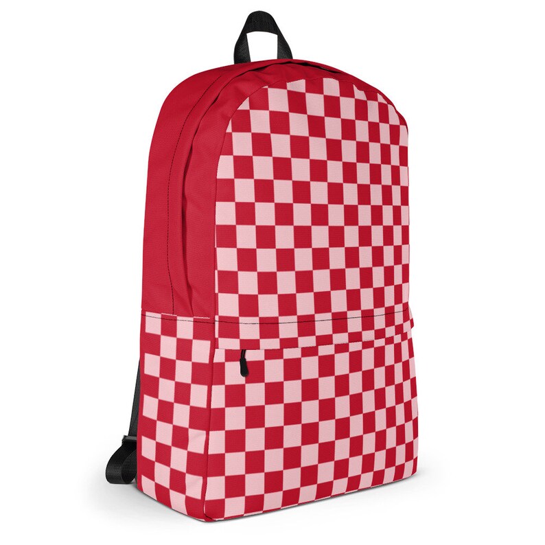 Backpack/cute Kawaii Pink Red Checker Print Pattern/college - Etsy