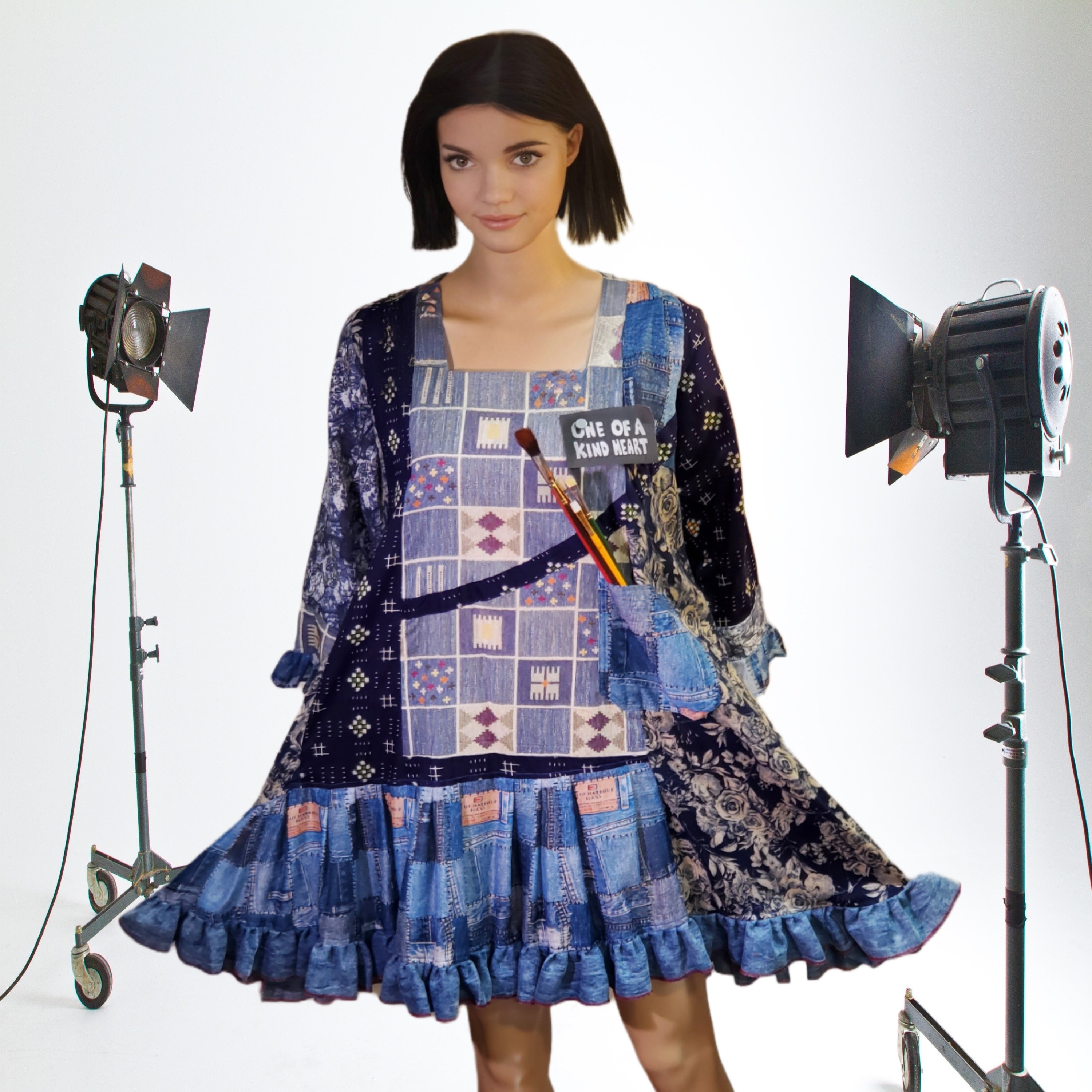 M-XL Upcycled Clothing Colorful Repurposed Designer Fabric Patchwork ...