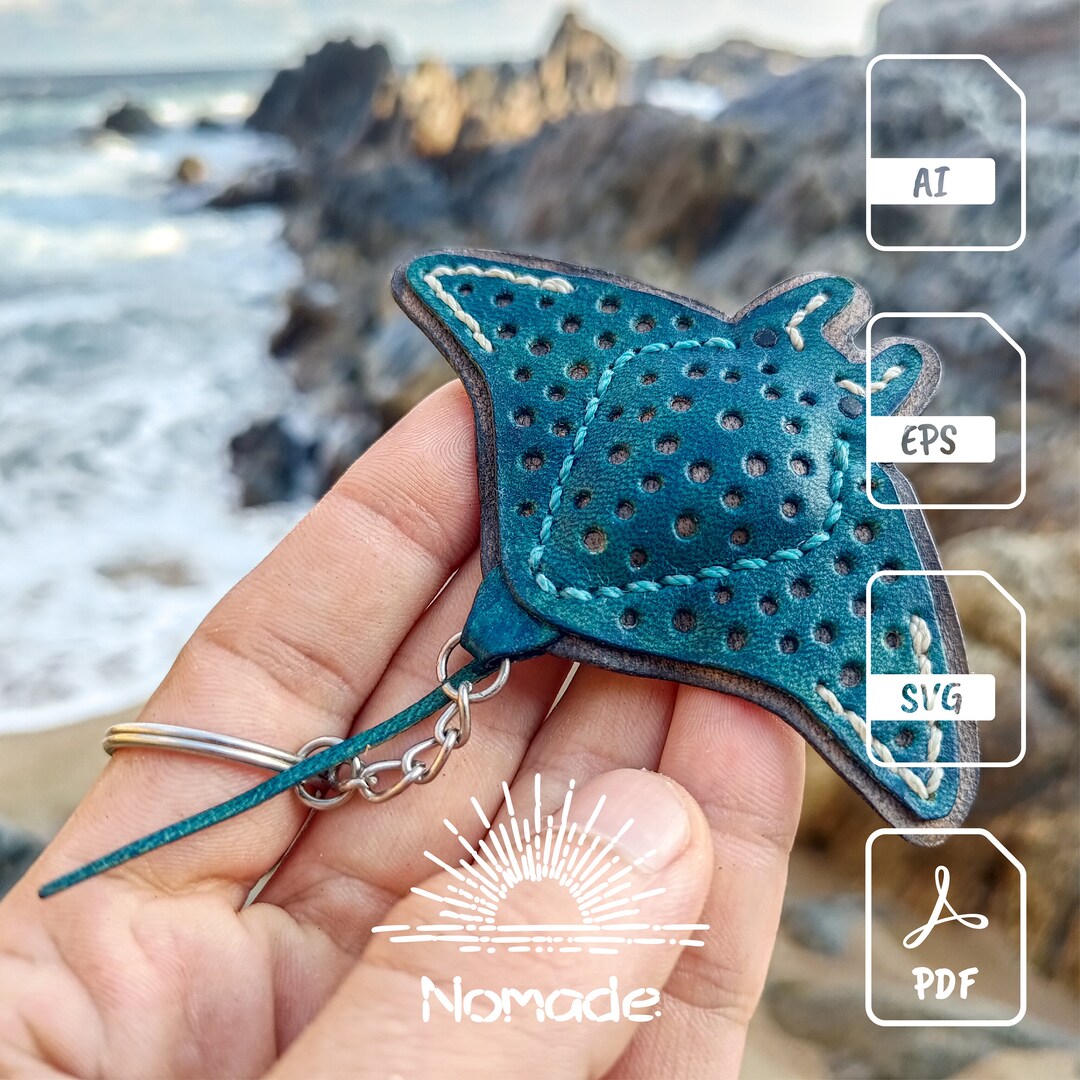 Manta Ray Bag Charm Pattern Leathercraft Pattern & Tutorial PDF Ai EPS ...
