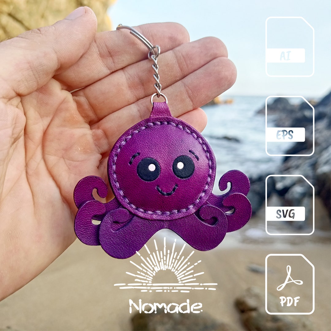 Octopus Bag Charm Pattern Leathercraft Pattern & Tutorial PDF Ai EPS ...