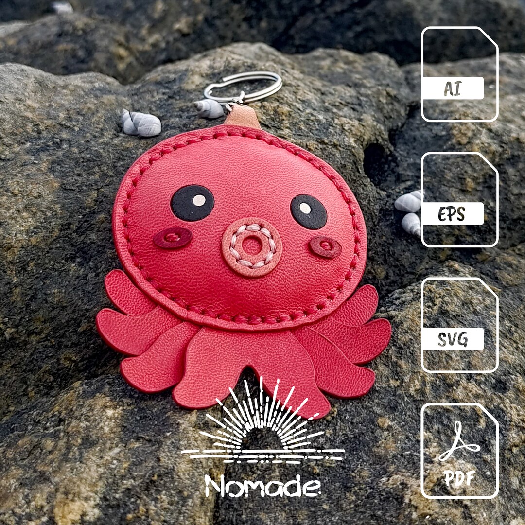 Kawaii Octopus Bag Charm Pattern | Leathercraft Pattern & Tutorial ...