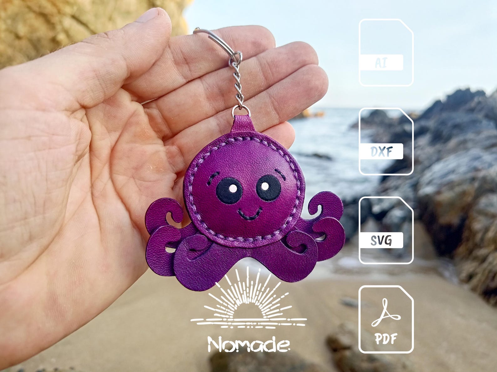 Octopus Leather Bag Charm Pattern and Illustrated Tutorial - Etsy Canada
