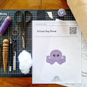 Octopus Leather Bag Charm Pattern and Illustrated Tutorial - Etsy Canada