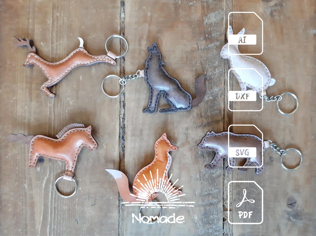 6 Forest Animal Leather Keychain Patterns and Illustrated Tutorial - Etsy