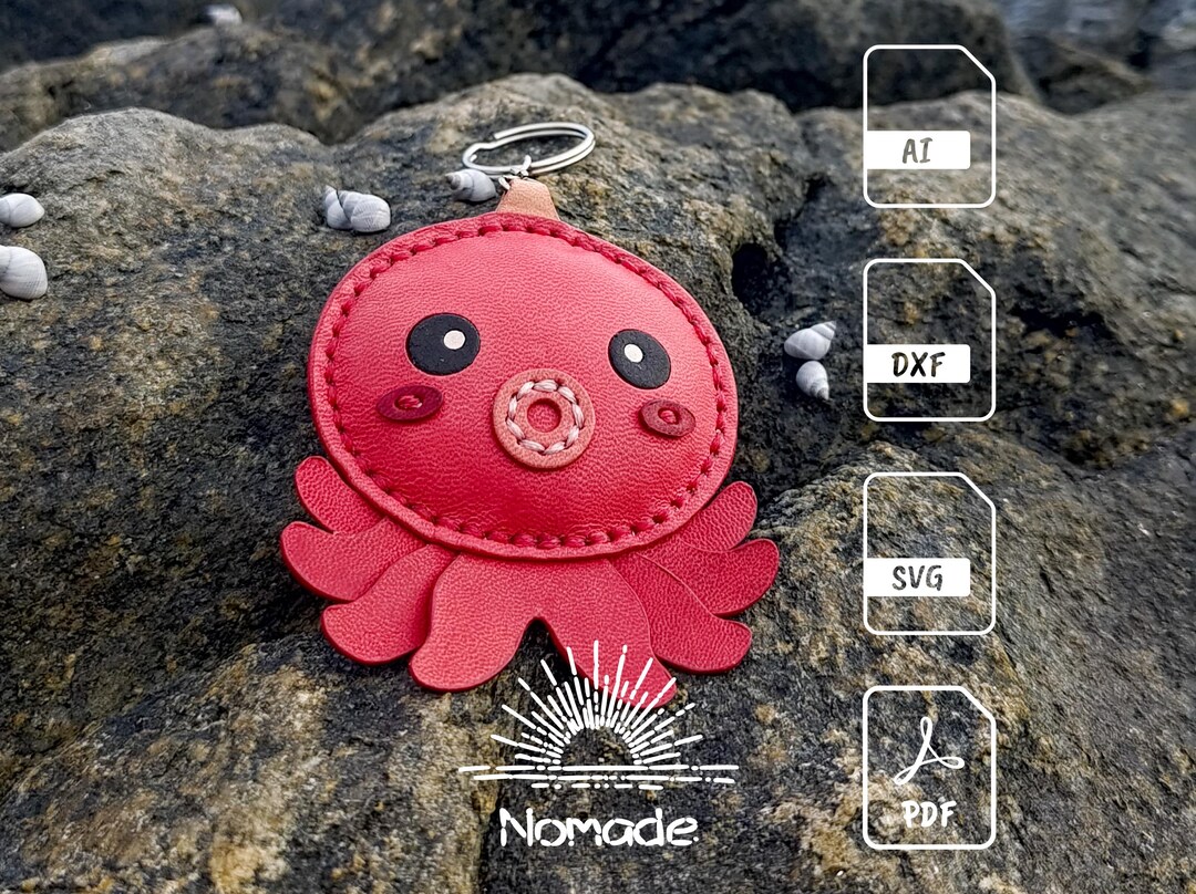 Kawaii Octopus Leather Bag Charm Pattern and Illustrated Tutorial - Etsy