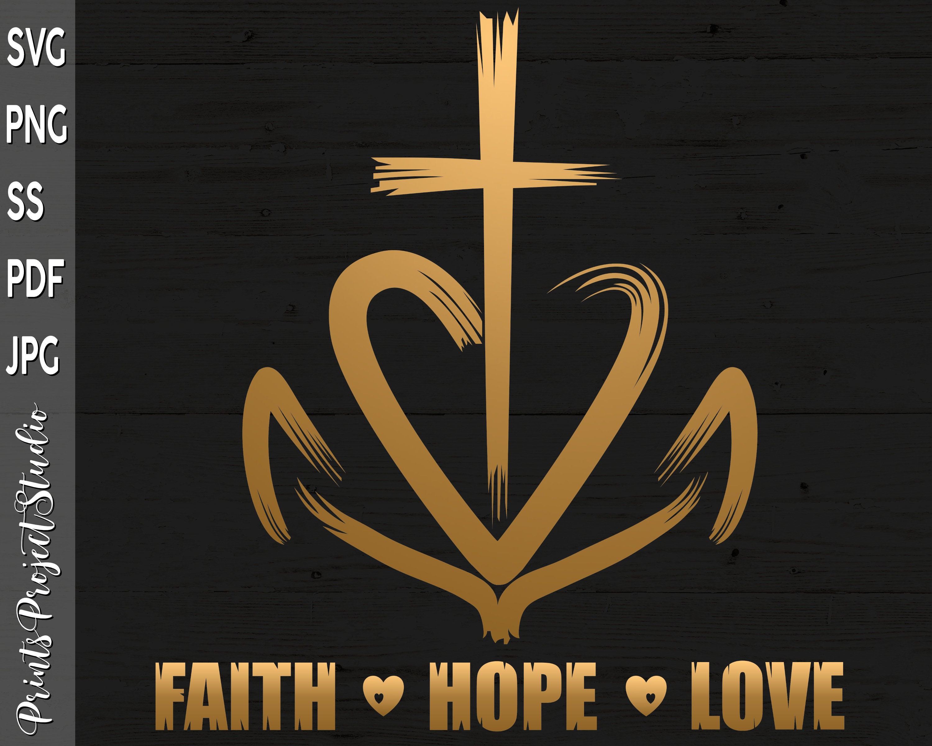 Faith Hope Love Svg Cross Anchor Heart Svg Gold Cross png | Etsy