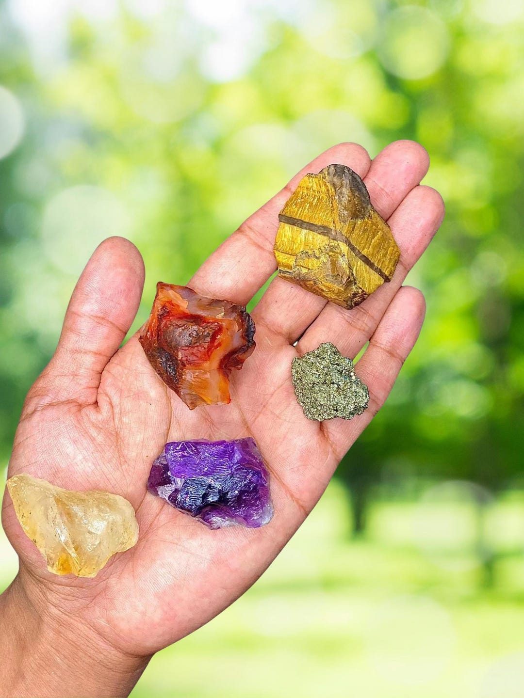Leo Rough/raw Healing Crystal Set: 1-2" Amethyst, Tiger's Eye ...