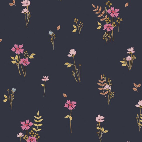 Covent Garden / Navy Floral Fabric / 100% Cotton / Mayfair / - Etsy