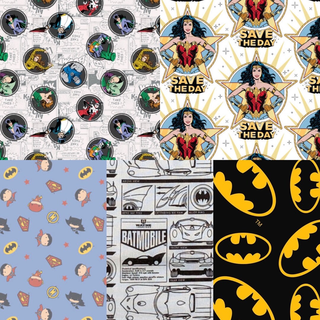 DC Comic Fabric REMNANTS / Wonder Woman Fabric / Batman Fabric ...