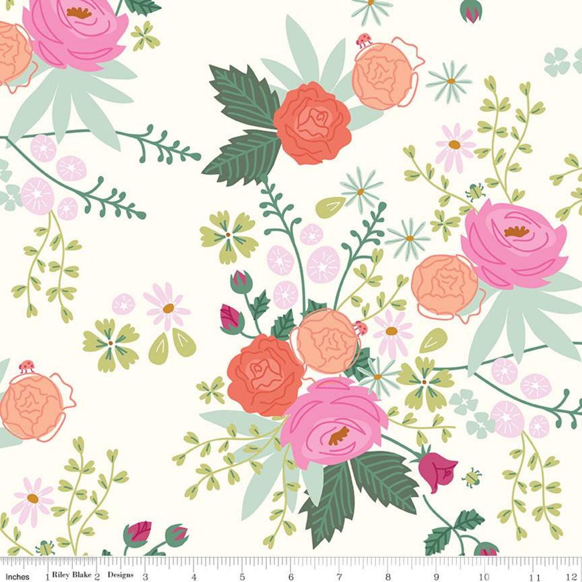New Dawn Cream/ Floral Fabric / Citrus and Mint Designs / - Etsy