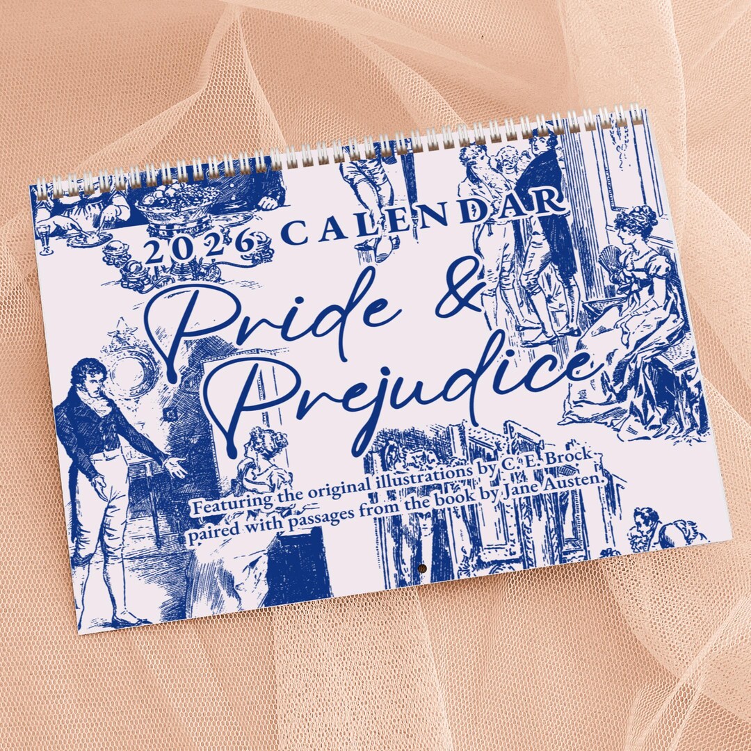 Pride and Prejudice Calendar 2026 | Jane Austen Wall Calendar | Blue ...