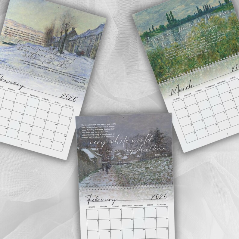 Jane Austen Calendar 2026, Claude Monet Wall Calendar, Pride and ...