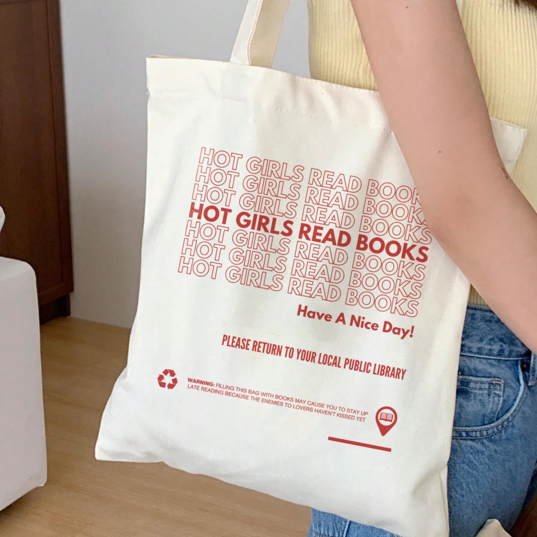Hot Girls Read Books Tote Bag, Retro Library Bag for Girls, Feminist ...