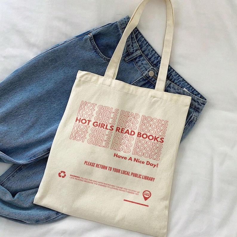 Hot Girls Read Books Tote Bag, Retro Library Bag for Girls, Feminist ...