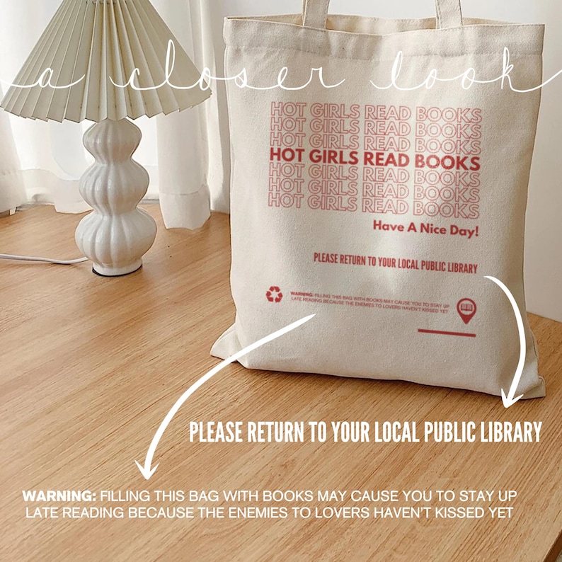 Hot Girls Read Books Tote Bag, Retro Library Bag for Girls, Feminist ...