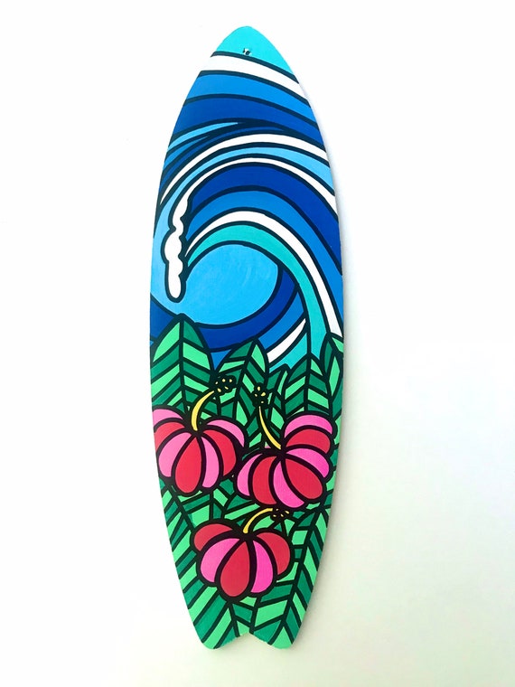 Wave Surfboard Wall Decor Made to Order Hand Painted Wood | Etsy