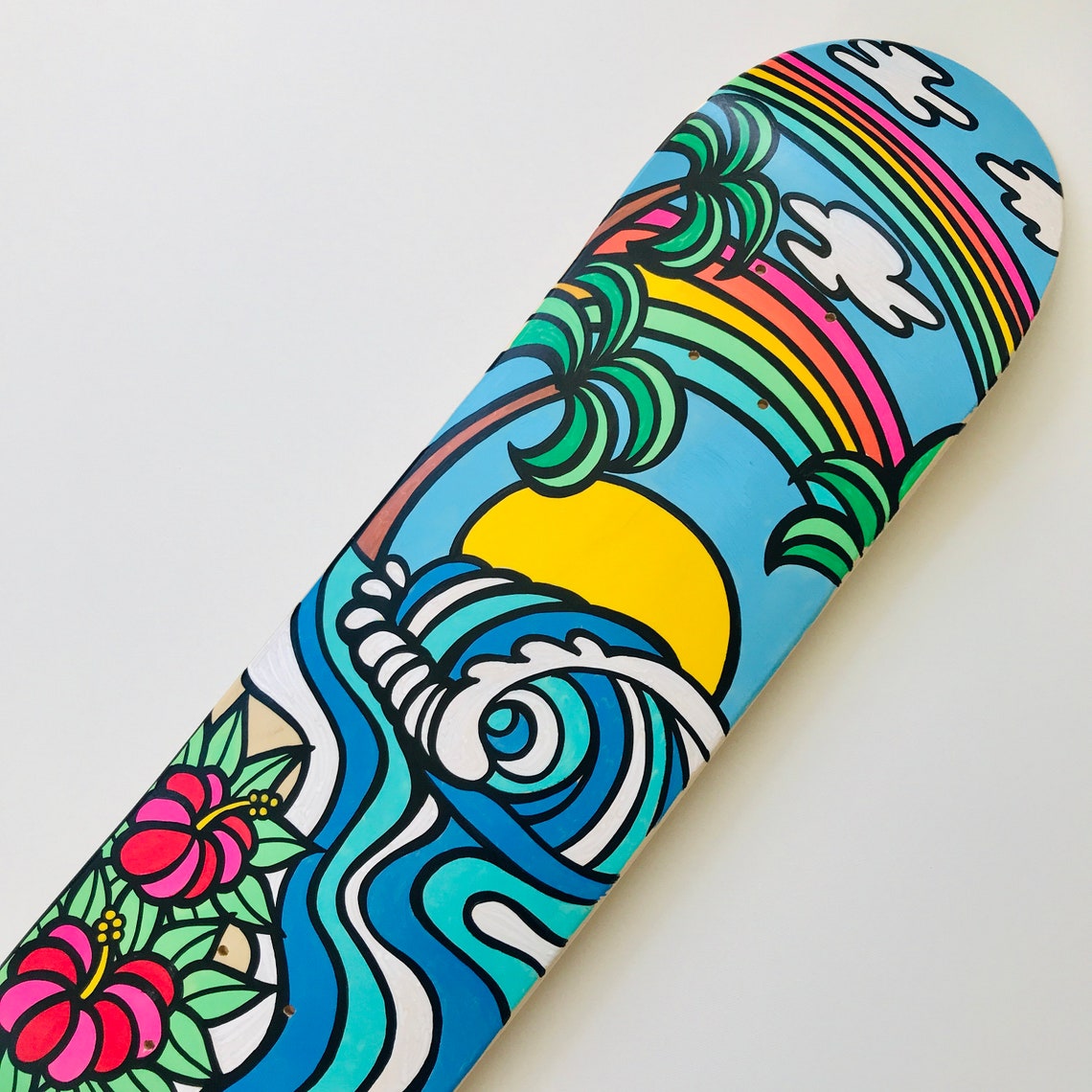 Hand Painted Skateboard Deck, Island Dream Surf Art, Beach Decor - Etsy
