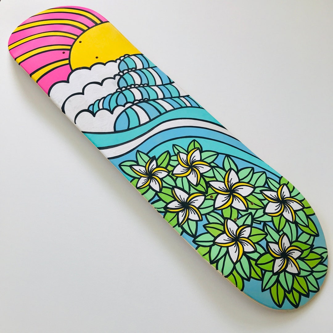 Hand Painted, Skateboard, Skate Deck, Original Art, Acrylic, Surf Art ...
