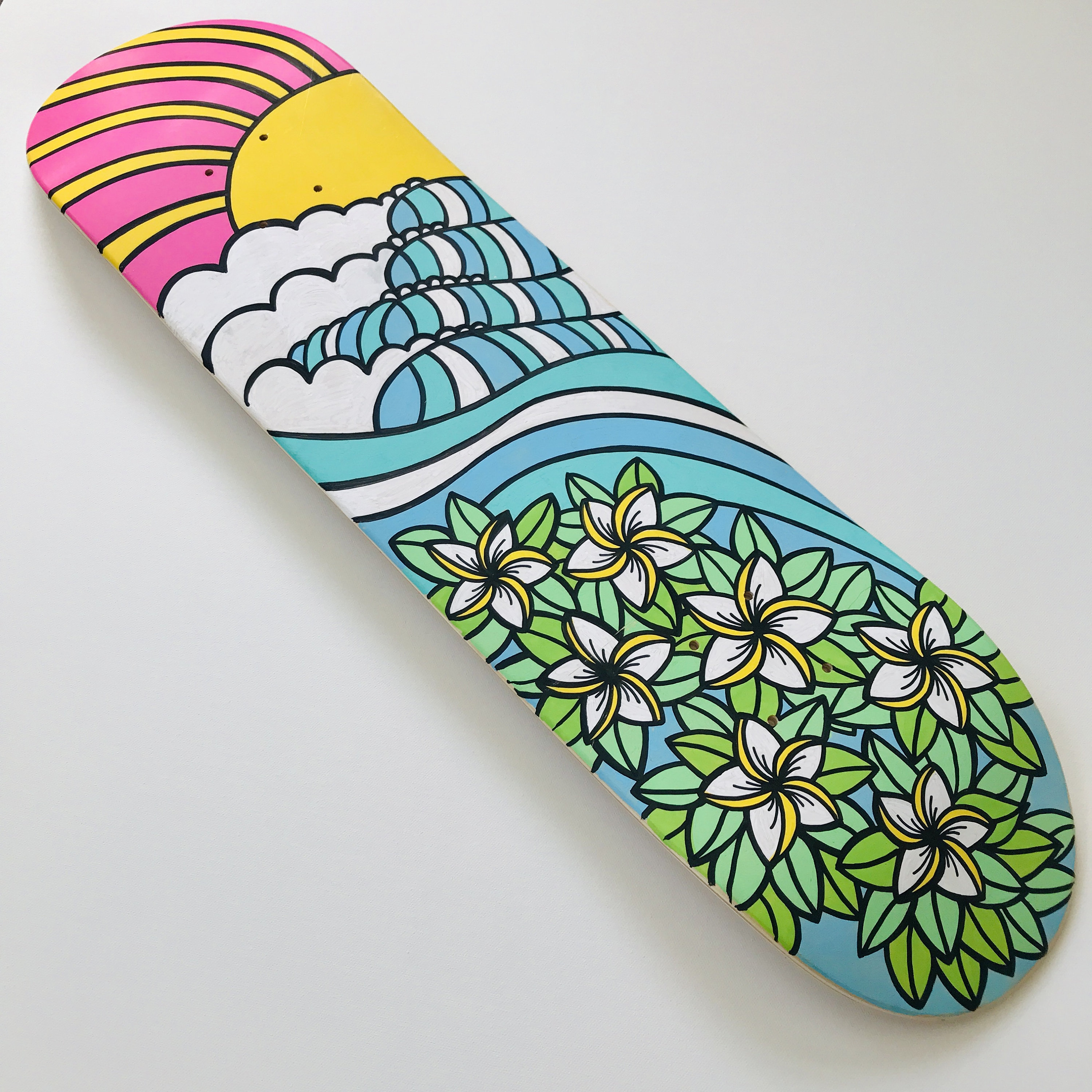 Hand Painted, Skateboard, Skate Deck, Original Art, Acrylic, Surf Art ...