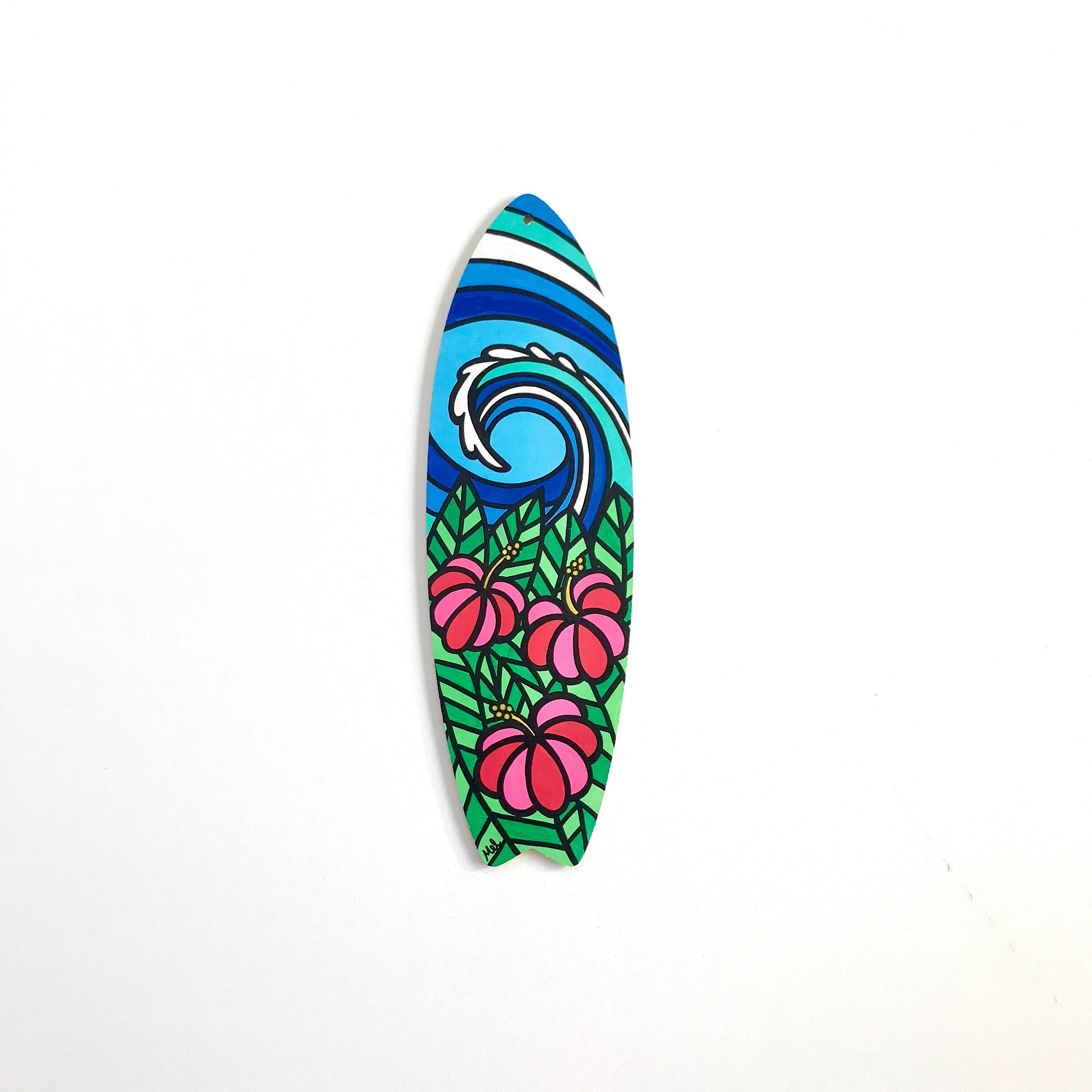 Wave, Surfboard Wall Decor, Made to Order, Hand Painted, Wood, Wall ...