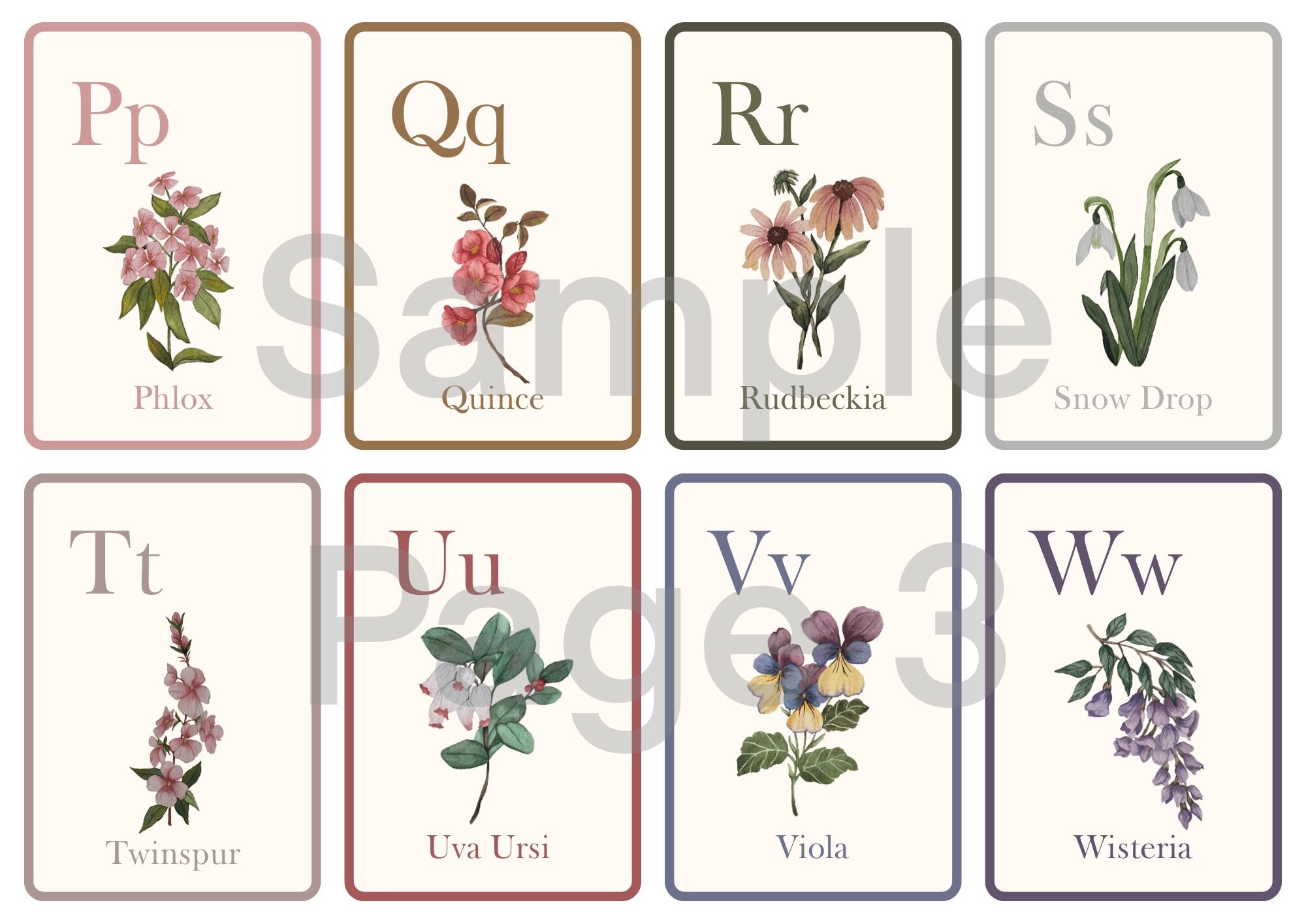Floral Alphabet Flashcards, Set of Alphabet Flashcards, Flashcards for ...